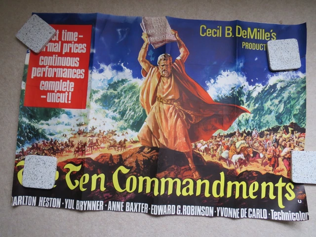 THE TEN COMMANDMENTS Original Movie Film Quad Poster Charlton Heston ...