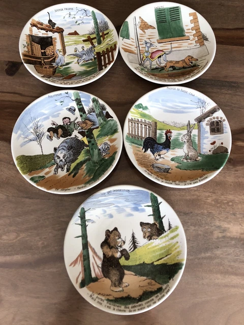 5 ASSIETTES PARLANTES humoristique Benjamin Rabier Sarreguemines lot 1 ...