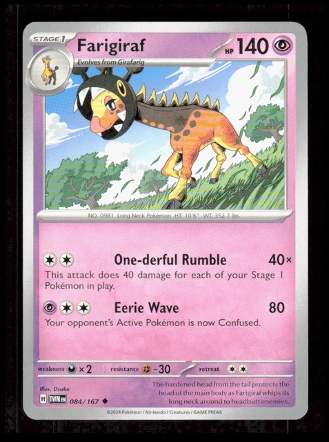 FARIGIRAF 084/167 SV06: Twilight Masquerade Pokemon tcg Card CB-1-9-C ...