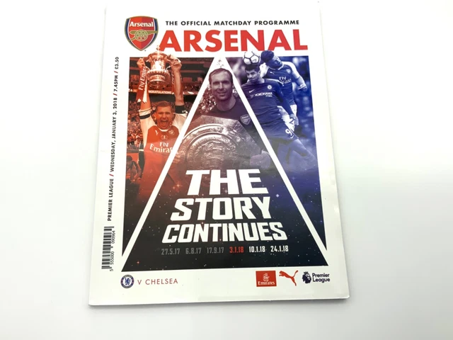 PROGRAMME DE MATCH d'Arsenal v Chelsea Premier League 3-1-2018 EUR 5,81 ...