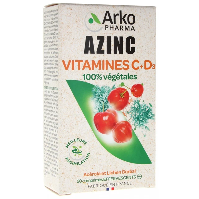 ARKOPHARMA AZINC VITAMINS C + D3 20 Effervescent Tablets £18.03 ...