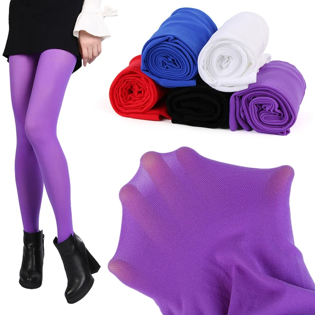 Womens Footed Solid Color Opaque Stockings Pantyhose Thick Tights 14