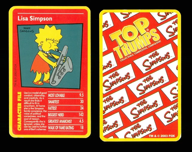1 X INFO card of The Simpsons character - Lisa Simpson - R120 £2.99 ...