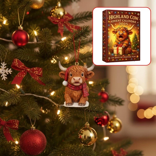 2025 COW THEMED Advent Calendar with 24 Colorful For Christmas Tree ...