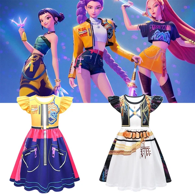 GIRLS RUMI MIRA Zoey Kpop Demon Hunters Dress Cosplay Costume Party Fancy Dress £10.66 - PicClick UK