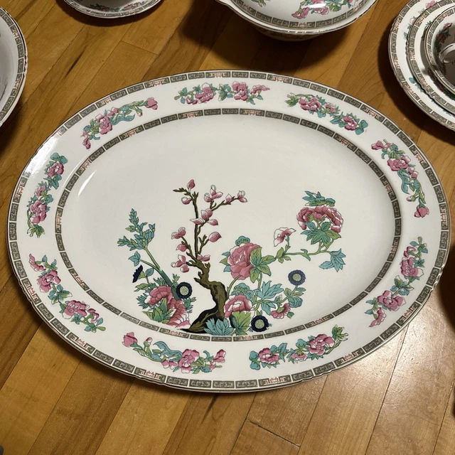 ANTIQUE JOHN MADDOCK Sons Royal Vitreous China Oval Platter Indian Tree ...