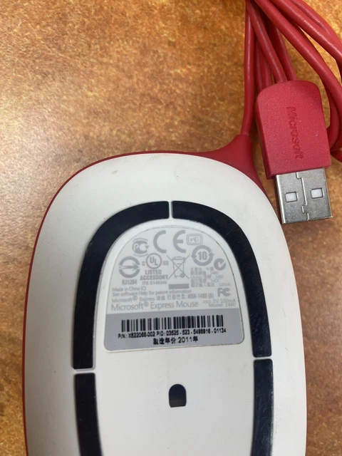 MICROSOFT USB EXPRESS Wired Mouse - Red/White 1480 USED $9.99 - PicClick CA