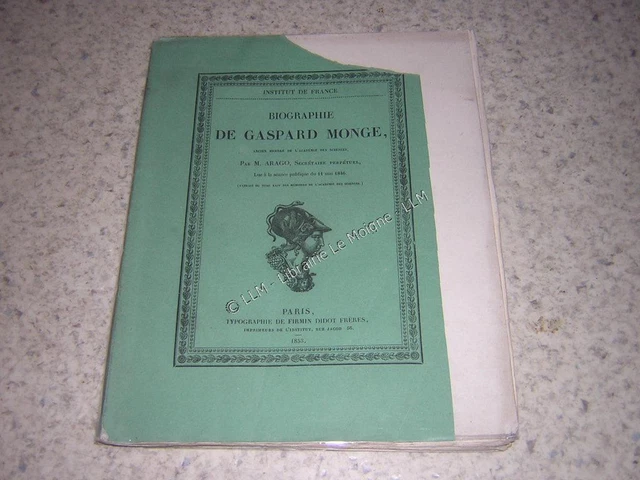 1853.BIOGRAPHIE DE GASPARD Monge / Arago.mathématique géométrie EUR 300 ...