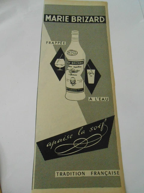 PUBLICITÉ ADVERTISING 1953 Marie Brizard Frappée apaise la soif EUR 3 ...