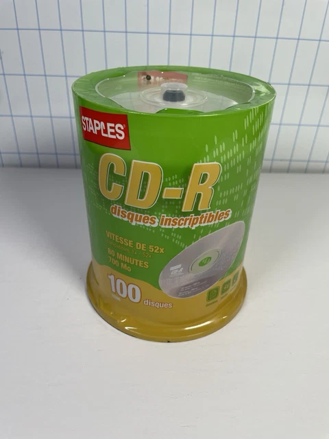 BULK BLANK CD 100pk Staples CD's 700MB 80MIN 52X CD-R Spindle 100 Pack ...