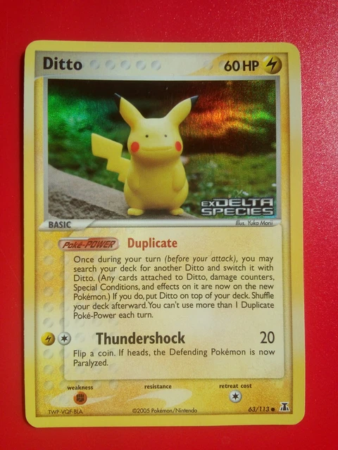 POKEMON CARD DITTO Pikachu Ex Delta Species Reverse Holo 63/113 Eng EUR ...