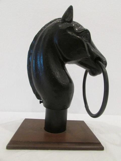 CAST IRON HORSE Head Fence Post Hitching Post Topper Mouth Ring 7 ...