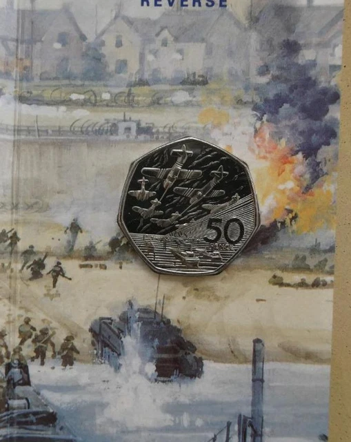 1994 50TH ANNIVERSARY D Day Landings Commemorative 50p Coin Pack UNC £8 ...
