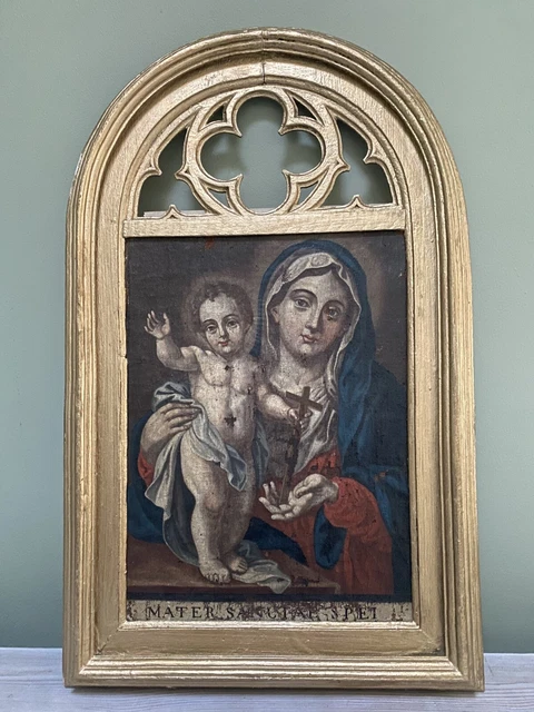 ANTIQUE OLD MASTER Mary and Jesus Christ Religious Oil Painting £126.00 ...