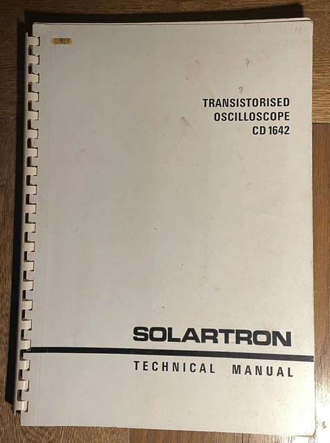 SOLARTRON CD1642 TRANSISTORISED Oscilloscope Technical manual 1970 £8.00 - PicClick UK