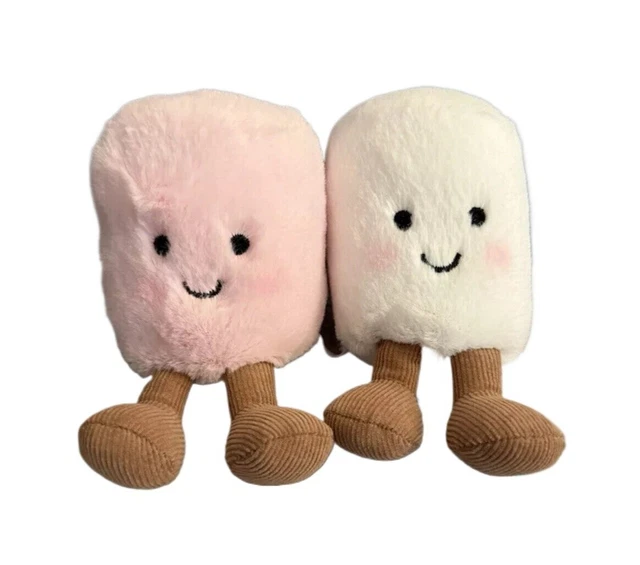 JELLYCAT AMUSEABLE KEYCHAIN: 6-inch Pink&White Marshmallows Soft Cuddly ...