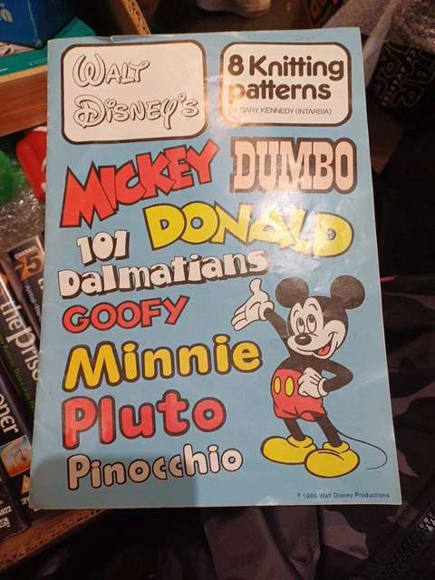 VINTAGE WALT DISNEY 8 Knitting Patterns Booklet Intarsia 1986 Mickey ...