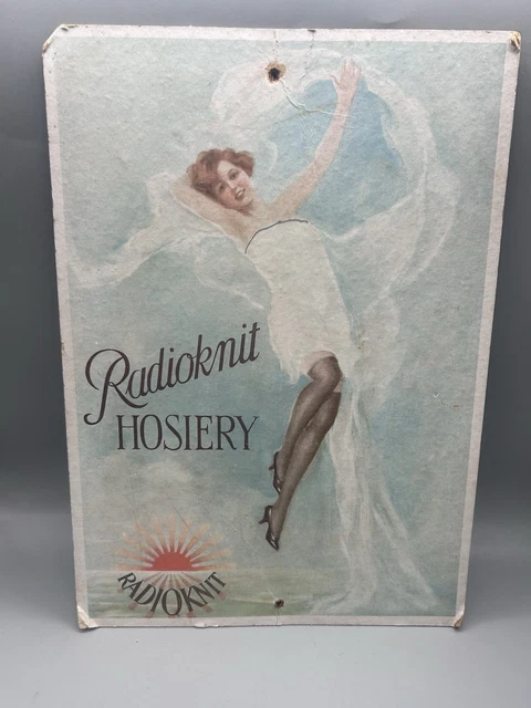 VINTAGE 1940’S SHOP advertisement Radioknit Hosiery On Card RARE 12”X8 ...