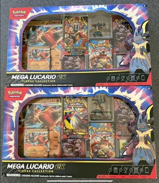 POKEMON TCG MEGA Lucario EX Premium Figure Collection lot of 2 Sealed ...