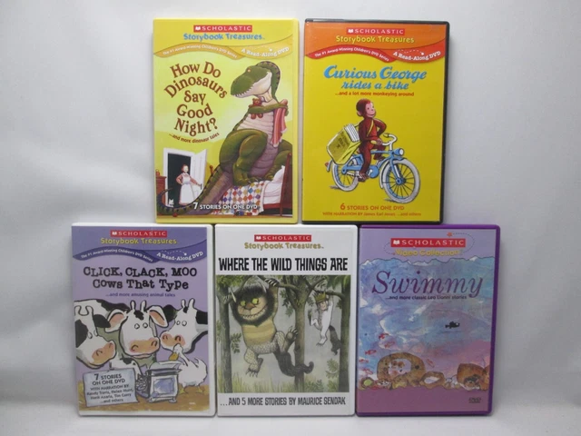LOT OF 5 Scholastic DVD's -Swimmy, Curios George, Where the Wild Things ...