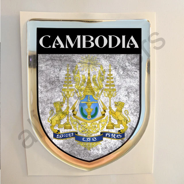 AUTOCOLLANT CAMBODGE AUTOCOLLANT automobile armoiries emblème drapeau 3D sale drapeau résine EUR ...