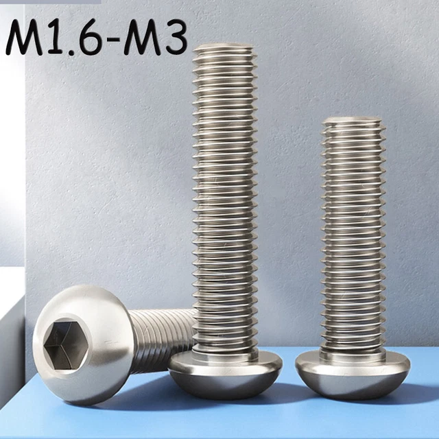 M1.6 M2 M2.5 M3 Button Head Allen Hex Screw Bolts Nickel Plated - Grade ...