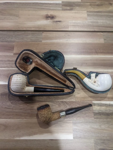 TRIO OF MEERSCHAUM pipe, turkish WDC ecume de mer, tanganika african ...