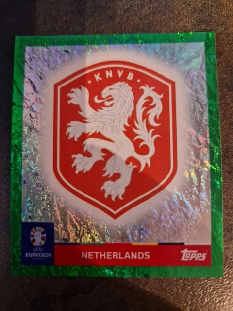 TOPPS EURO 2024 sticker - SUPER RARE SHINY GREEN NETHERLANDS LOGO £6.75 ...