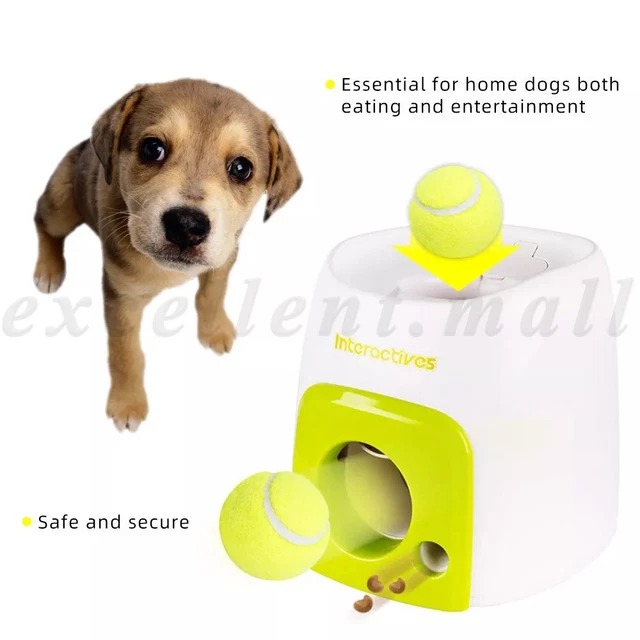 PET TENNIS BALL Machine Launcher Interactive Dog Toys Fetch Thrower ...