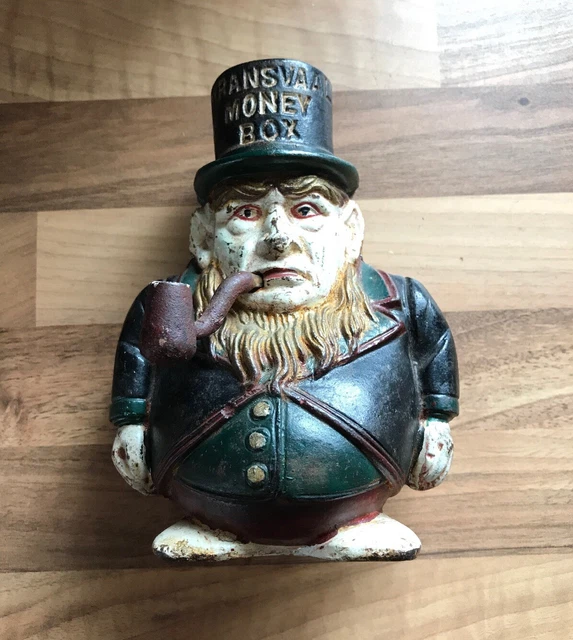 ANTIQUE C1900 CAST Iron Paul Kruger Transvaal Money Box Made In England ...