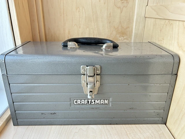 VINTAGE CRAFTSMAN GRAY Metal Tool Box With Red Tray 16 X 8 X 7-1/2 $50. ...