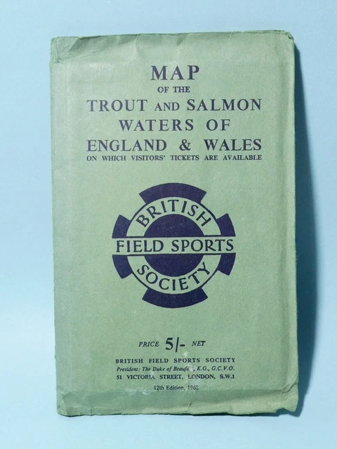 1962 BRITISH FIELD Sports Society Map of Trout & Salmon Waters England ...
