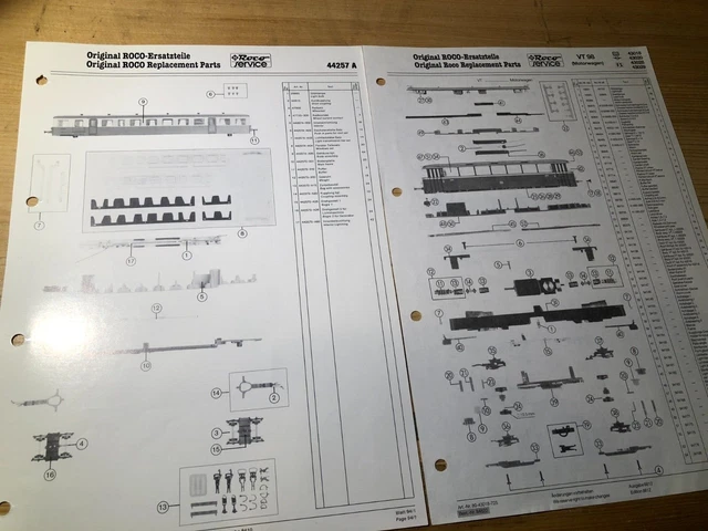 5) ERSATZTEILLISTE/ANLEITUNG (&WASCHZETTEL&) ROCO 43018.. (2 Stück) EUR ...