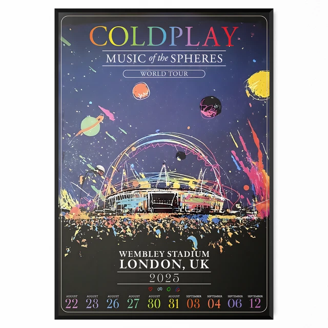 COLDPLAY MUSIC OF The Spheres 2025 Wembley Stadium Poster UK Tour Print ...