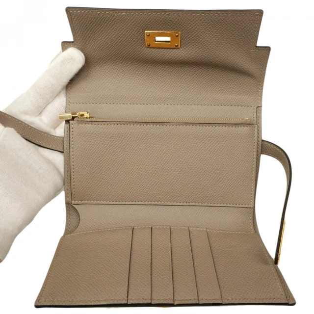 HERMES HERMÈS KELLY Wallet, Tri-fold Epsom Leather, Gris Asphalt, A ...
