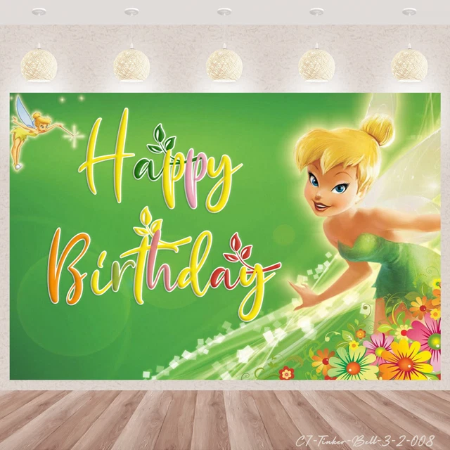 TINKER BELL FLOWER Fairy Birthday Backdrop Party Photo Background ...