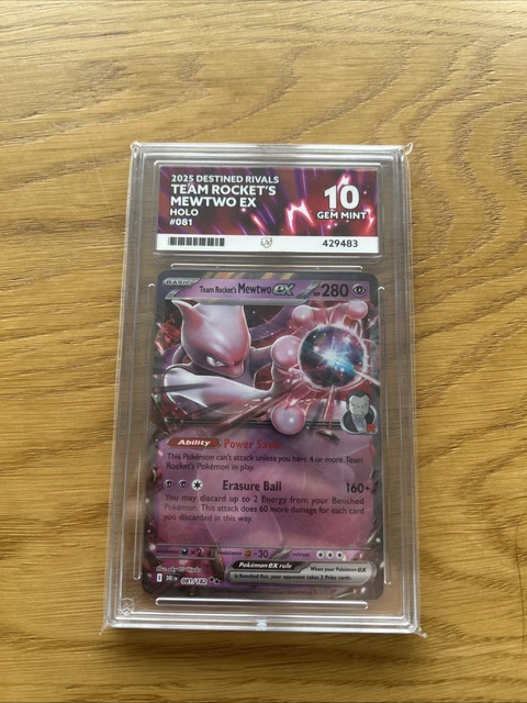 POKÉMON TCG TEAM Rocket's Mewtwo EX Destined Rivals 081/182 Ace 10 Gem ...