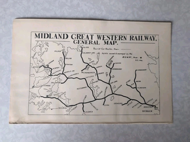 ORIGINAL 1910 RAILWAY Map Of Midland Great Western General Map £4.91 ...