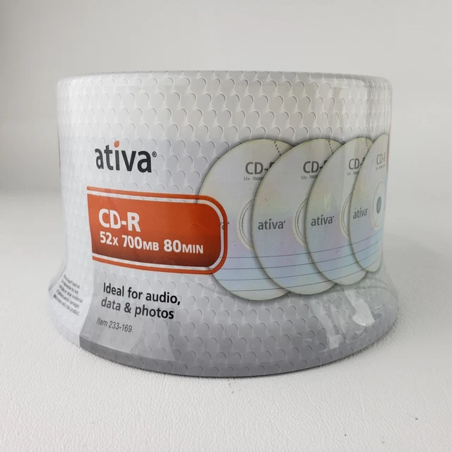 ATIVA CD-R 52x 700mb 80min - Blank CD - 50 Pack - New Sealed $18.00 ...