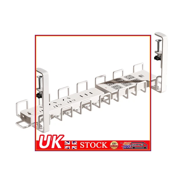 UNDER DESK CABLE Tray - Socket Cord Rack Cable Management (58cm White ...