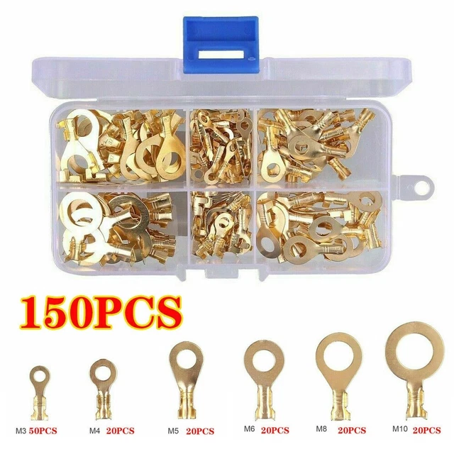 CONVENIENT 150PCS COPPER Ring Terminal Wire Connectors Kit for Multiple ...