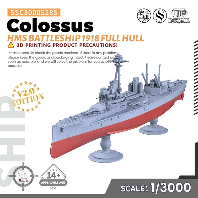 SSC3000528S 1/3000 MILITARY Model Kit HMS Colossus Battleship 1918 Full ...