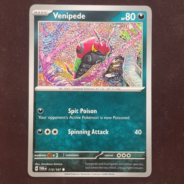 VENIPEDE 115/167 TOMOKAZU Komiya Rare💯MINT💯Twilight Masquerade Pokemon ...