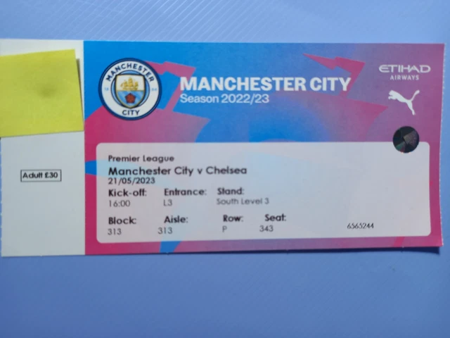 PREMIER LEAGUE MATCH ticket Manchester City Chelsea 2022/2023 £2.21 ...
