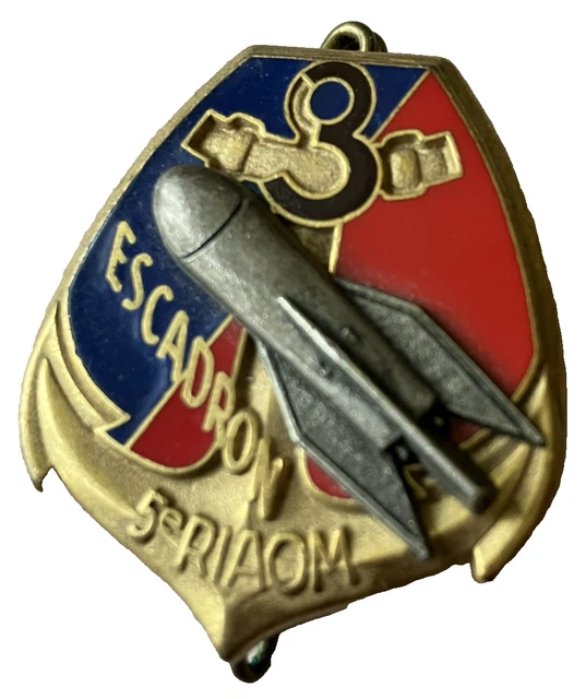INSIGNE MIL. TDM : " 3°Escadron Du 5°R.i.a.o.m. " L.r. Paris Dos Lisse ...