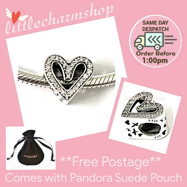 NEW AUTHENTIC GENUINE PANDORA Silver Sparkling Freehand Heart Charm ...