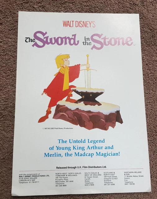 THE SWORD IN the Stone - Synopsis sheet from 1970's Walt Disney £2.99 ...