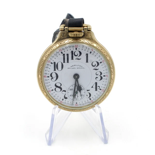 OROLOGIO DA TASCA uomo vintage Hamilton Railroad Grade M1 21j open face ...