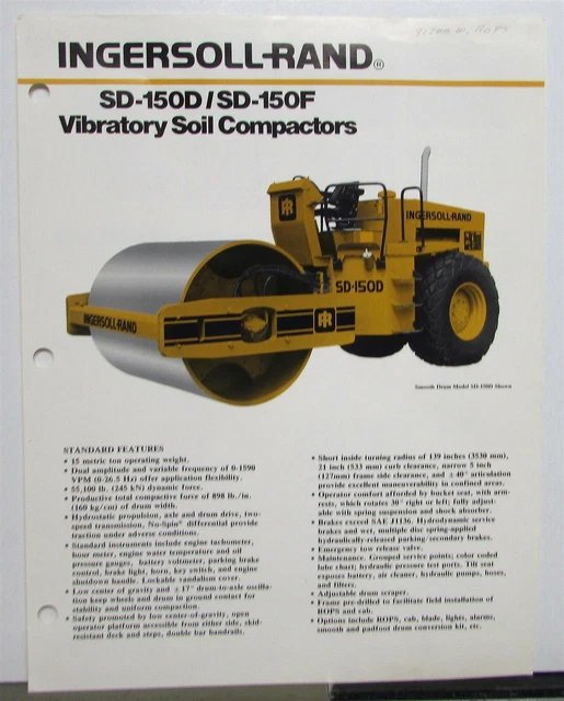 1986 INGERSOLL RAND SD 150D/150F Soil Compactors Specs Construction ...