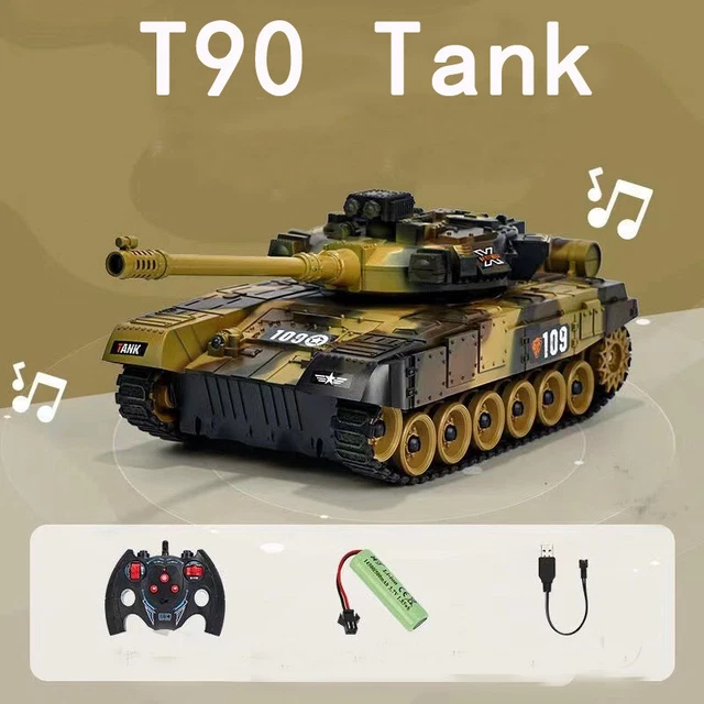 32.5CM YELLOW T90 RC Tank Radio Remote Control Battle Toy 360° Turret 1 ...